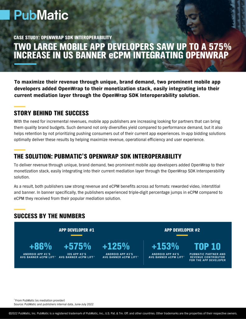 Mobile App Developers Saw Rise In Banner eCPM Integrating OpenWrap | PubMatic